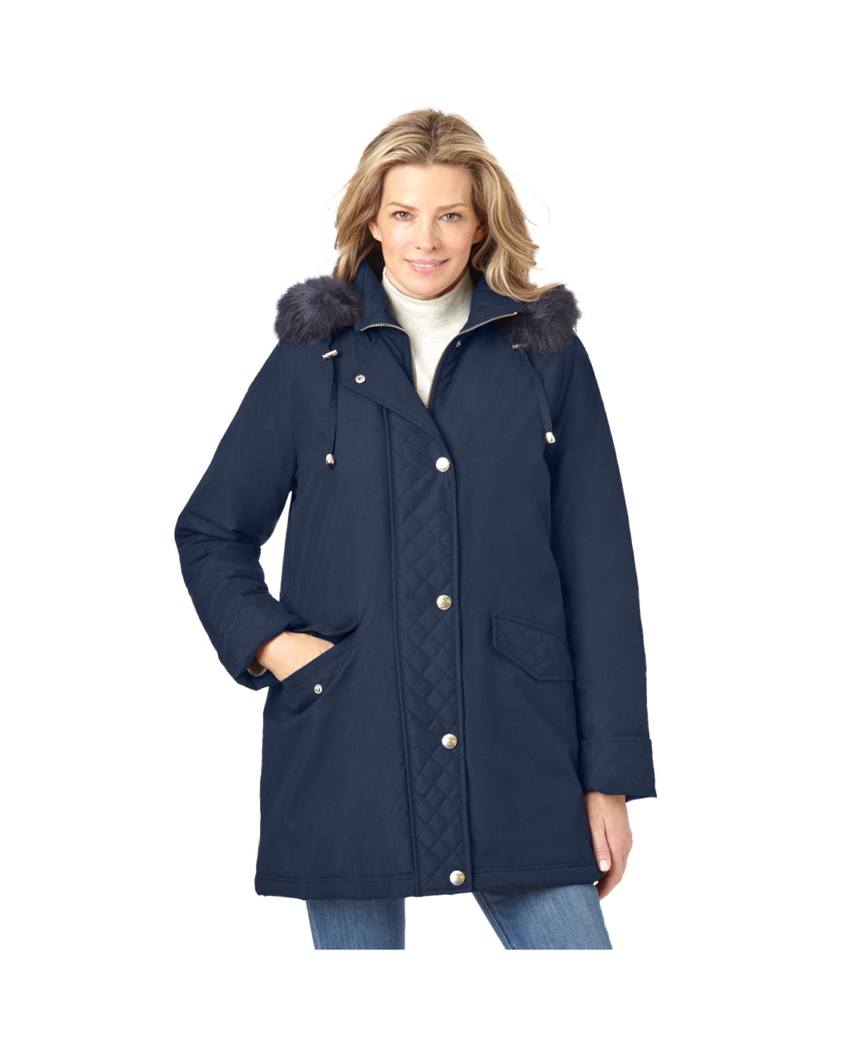 Click here for Woman Within Plus Size Faux Fur Down Parka Coat -... prices