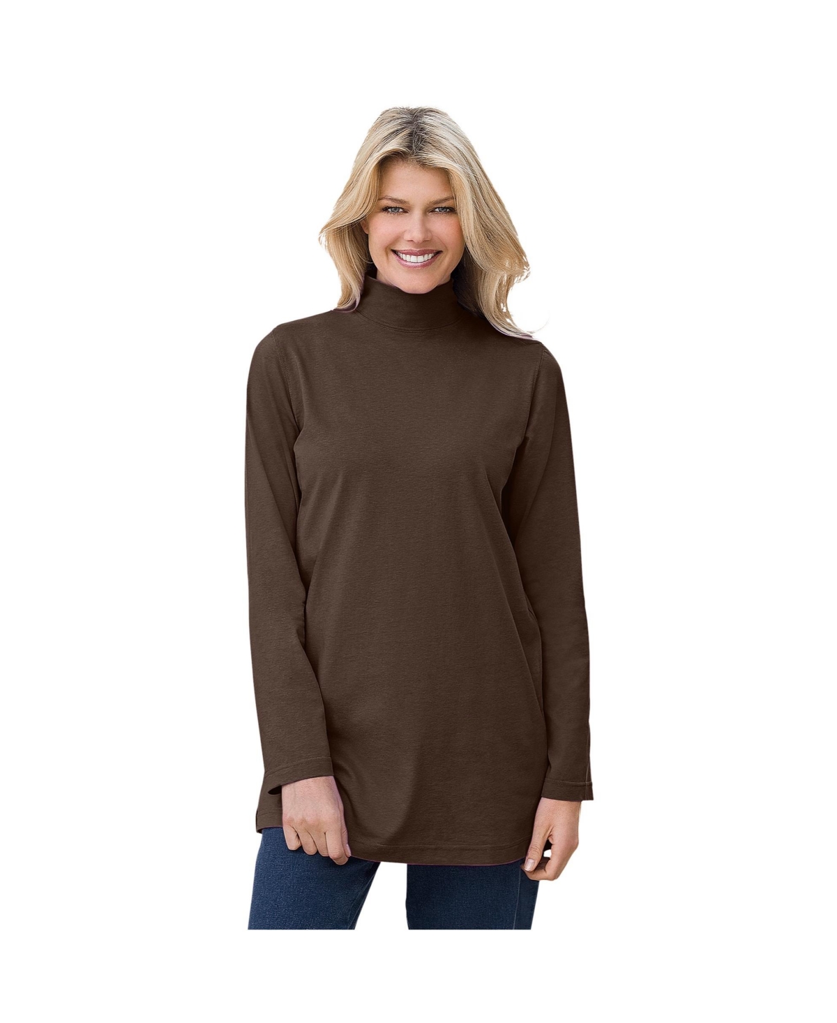 Click here for Woman Within Plus Size Perfect Mockneck Tunic - Ch... prices