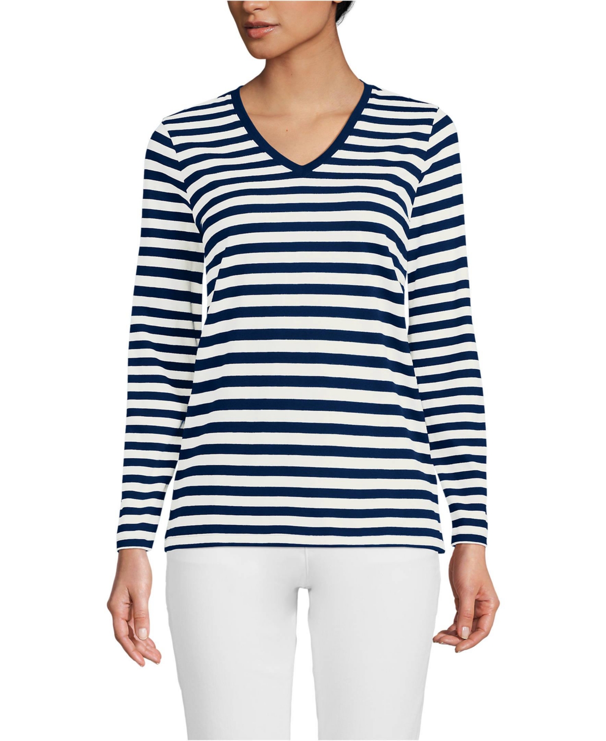 Click here for Lands End Womens Supima Cotton Long Sleeve V-Neck... prices