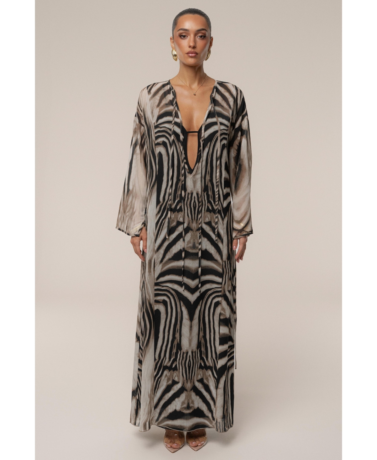 Click here for Jluxlabel Zebra New Vista Maxi Dress - Brown prices