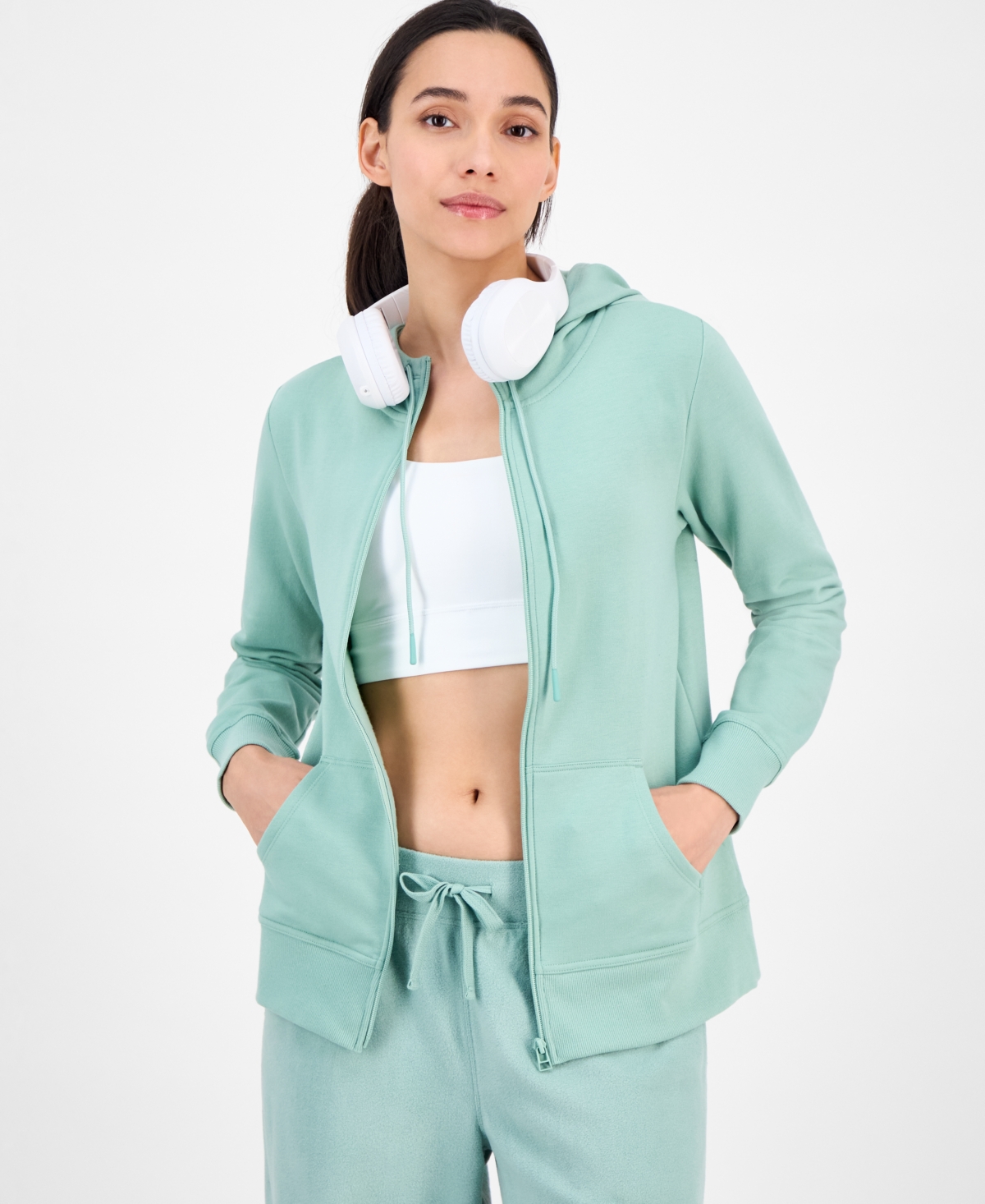 Click here for Id Ideology Womens Relaxed Zip-Front Long-Sleeve F... prices