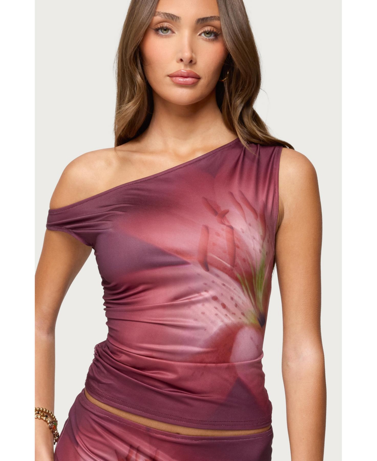 Click here for Edikted Womens Tiger Flower Off Shoulder Top - Bur... prices