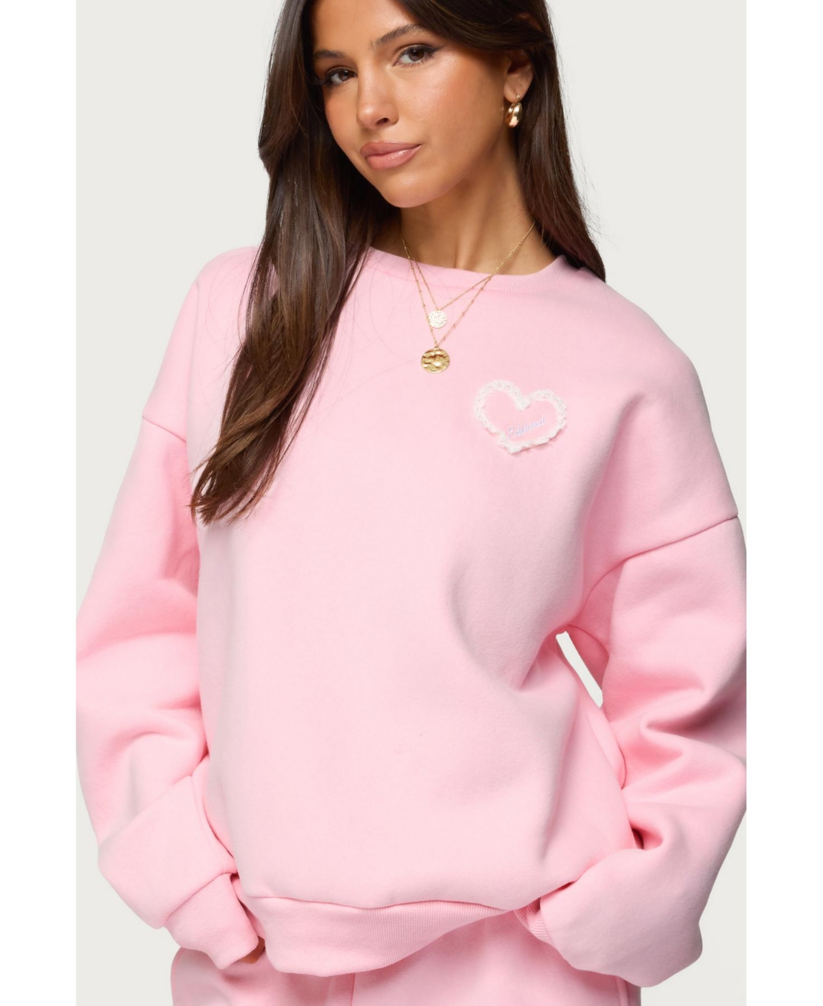 Click here for Edikted Womens Love Oversized Sweatshirt - Light-p... prices