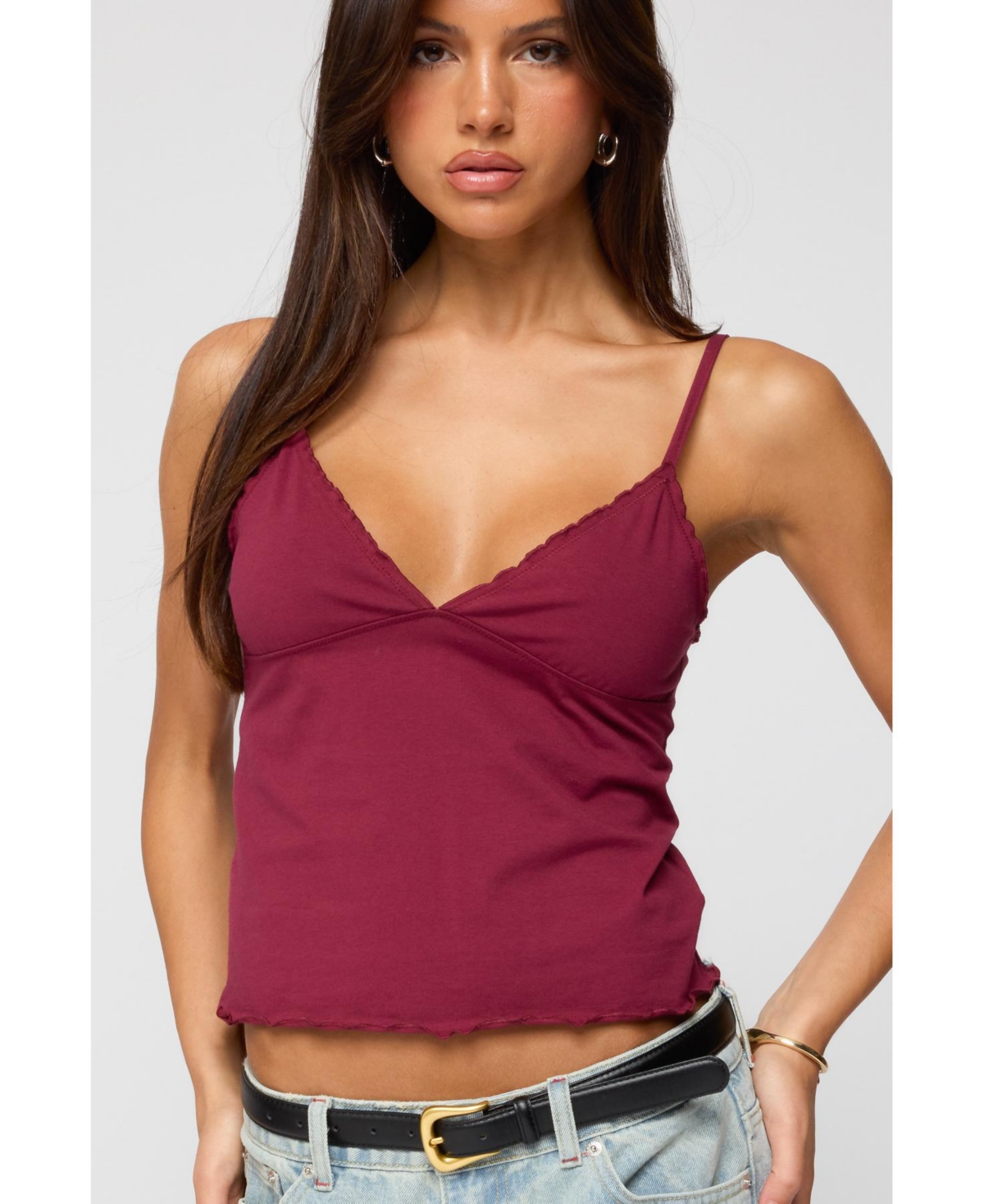 Click here for Edikted Womens Glendon Babydoll Top - Burgundy prices