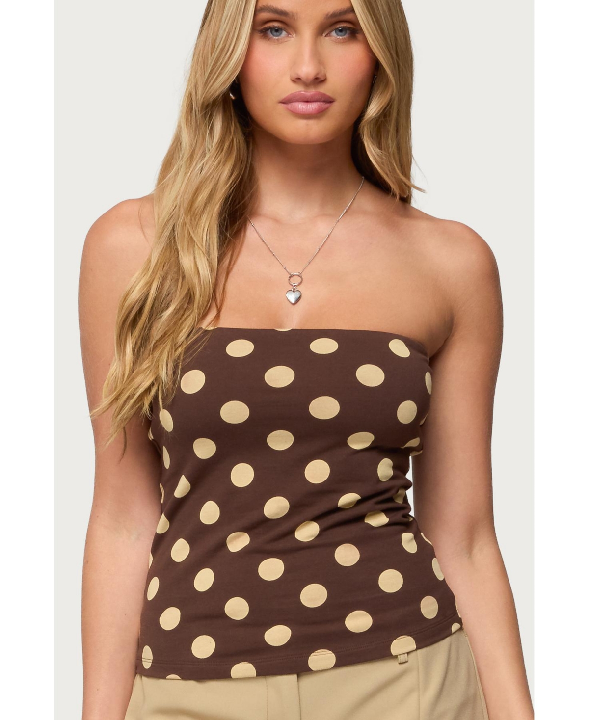 Click here for Edikted Womens Polka Dot Built In Bra Tube Top - B... prices