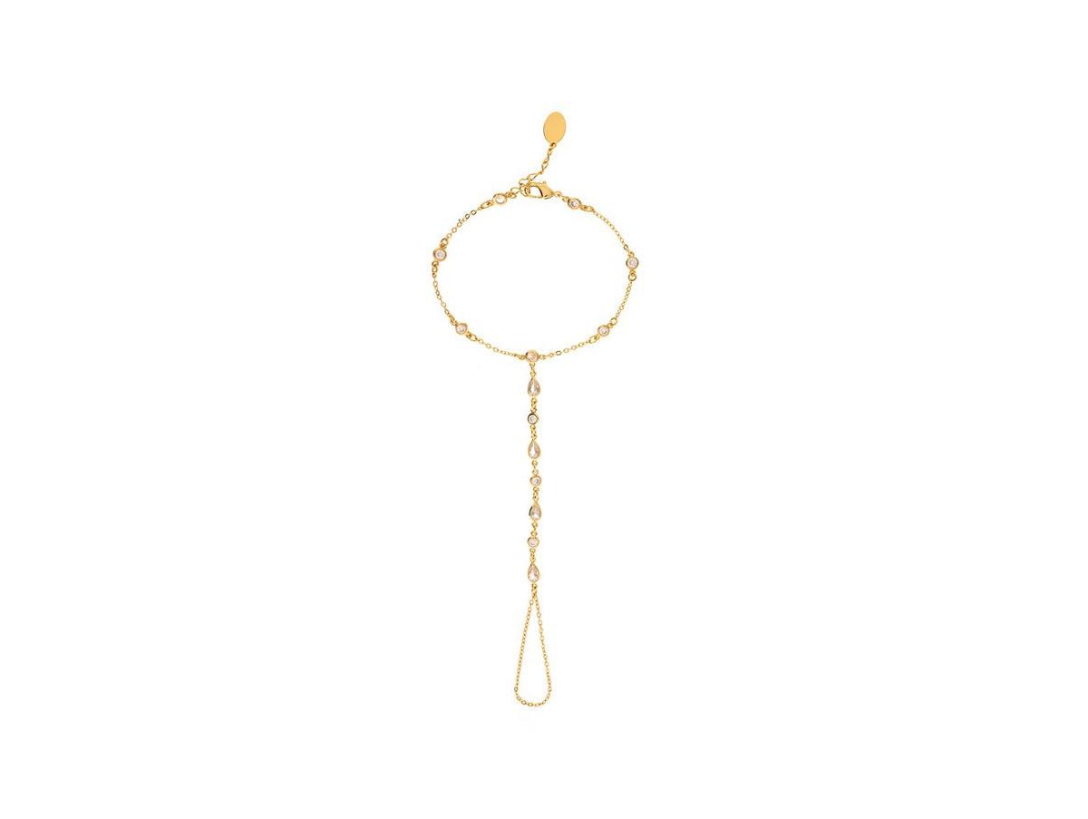 Click here for 18K Gold Plated Cubic Zirconia Hand Chain Bracelet... prices