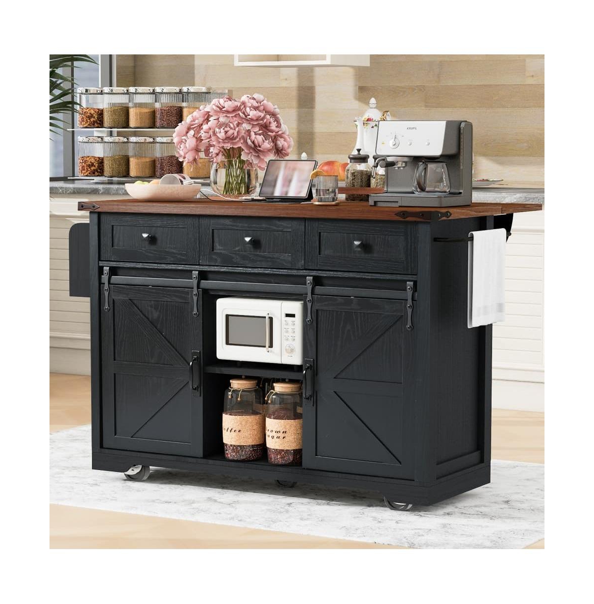 Click here for Maison Boucle 53.7 Farmhouse Kitchen Island with D... prices