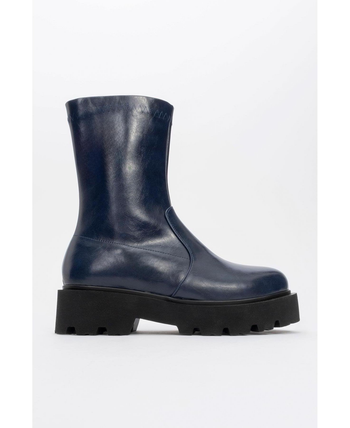 Click here for Prologue Shoes Rush Bootie (Women) - Navy faux lea... prices