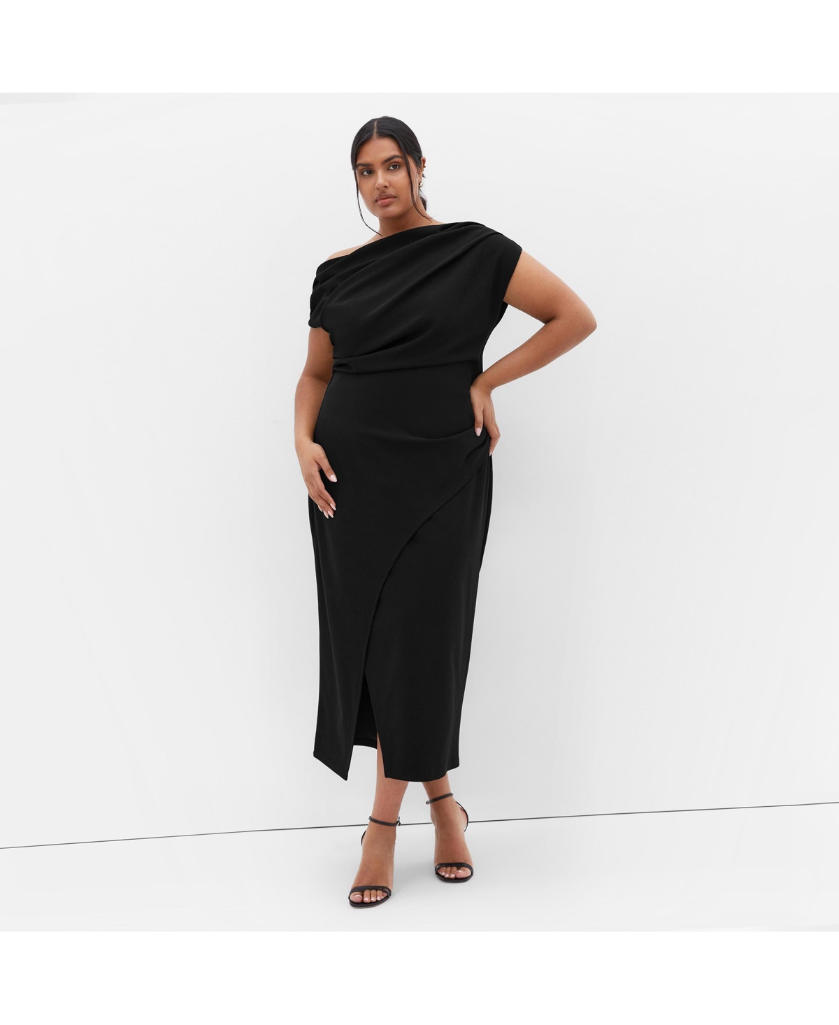 City Chic Plus Size Sassy Off Shoulder Dress - Black