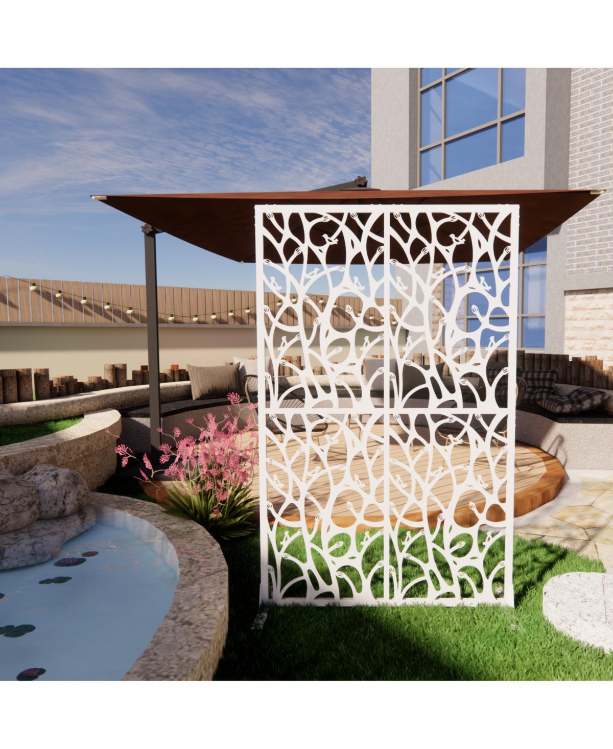 Click here for Streamdale Furniture White Bird Metal Privacy Scre... prices