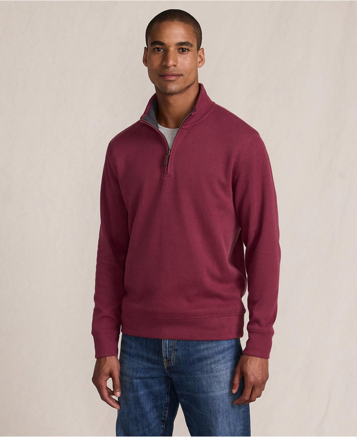 Click here for Lands End Mens Bedford Rib Quarter Zip Sweater - B... prices