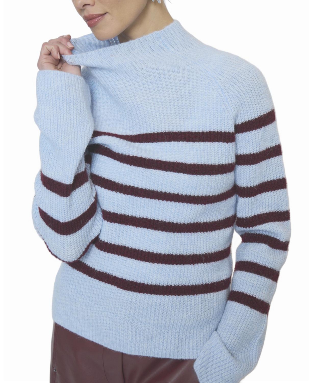 Click here for Central Park West Womens Marley Striped Funnel Nec... prices