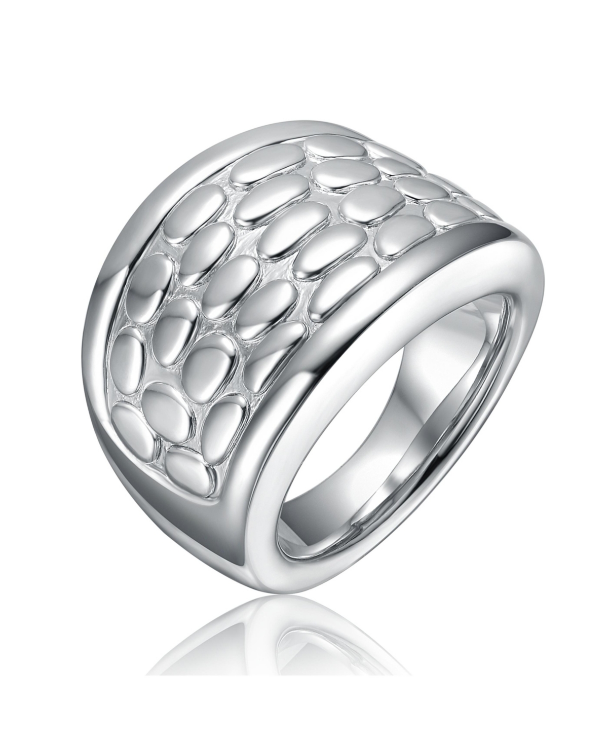 Click here for Genevive Sterling Silver Textured Pattern Ring - W... prices