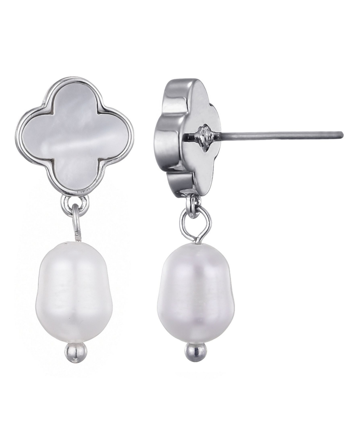 Click here for Adornia Silver Plated Freshwater Pearl Clover Drop... prices