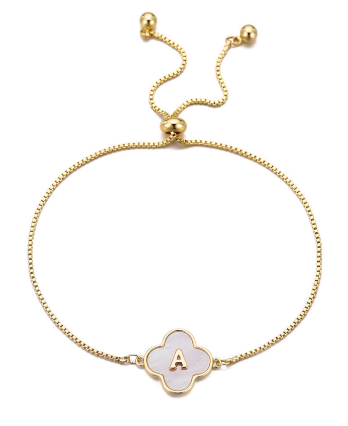 Click here for Adornia Gold Mother of Pearl Initial Clover Bolo B... prices
