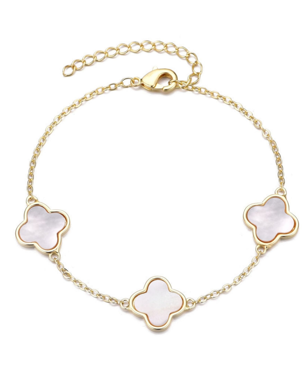 Click here for Adornia Gold Mother of Pearl Clover Station Bracel... prices