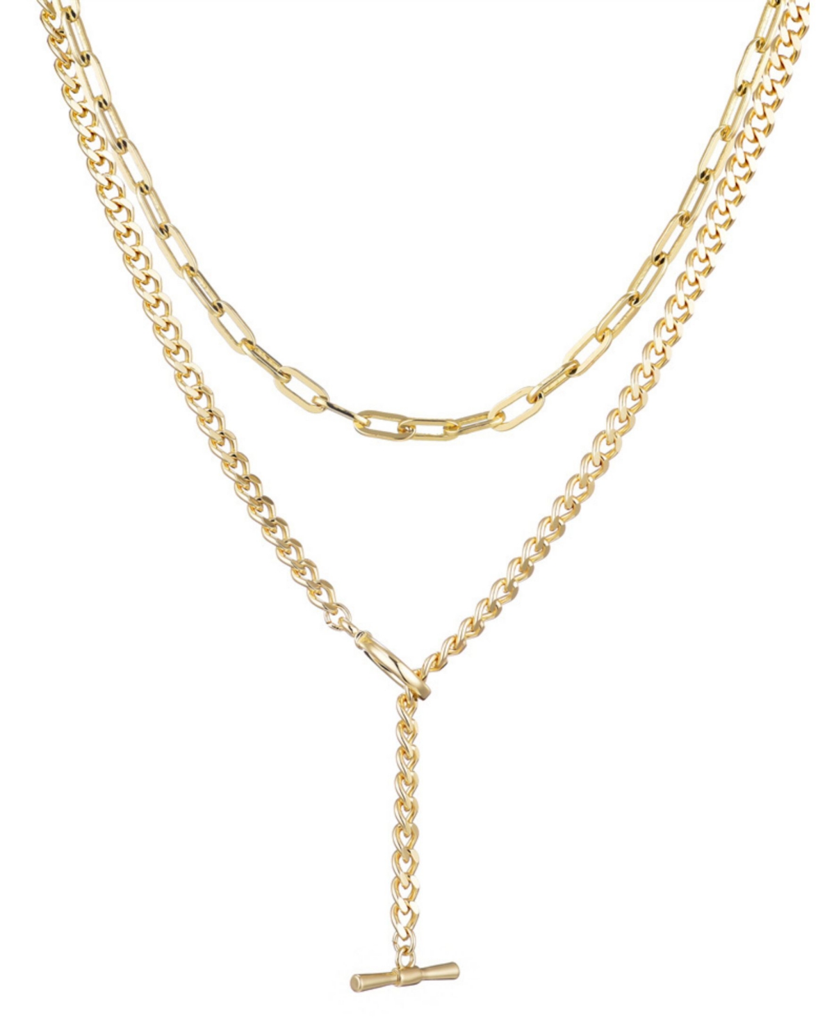 Click here for Adornia Gold Toggle and Paperclip Set of Two Neckl... prices