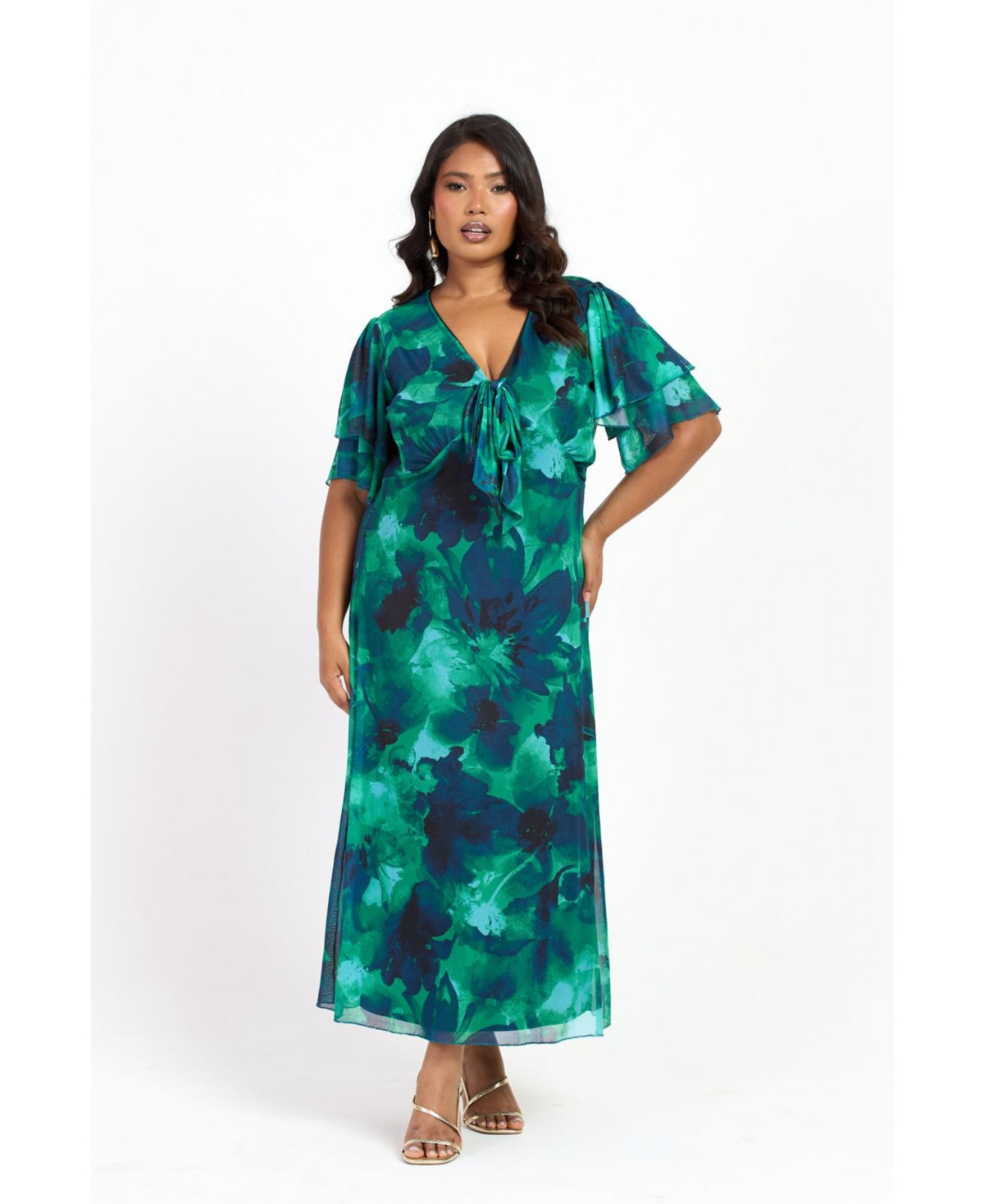 Click here for Fashion-szn Curve Womens Curve Flutter Sleeve Midi... prices