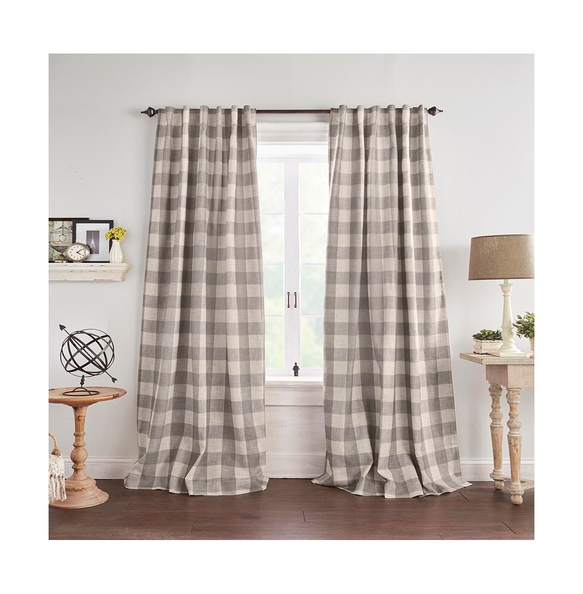 Elrene Home Fashions Grainger Buffalo Check Blackout Window Curtain - Gray