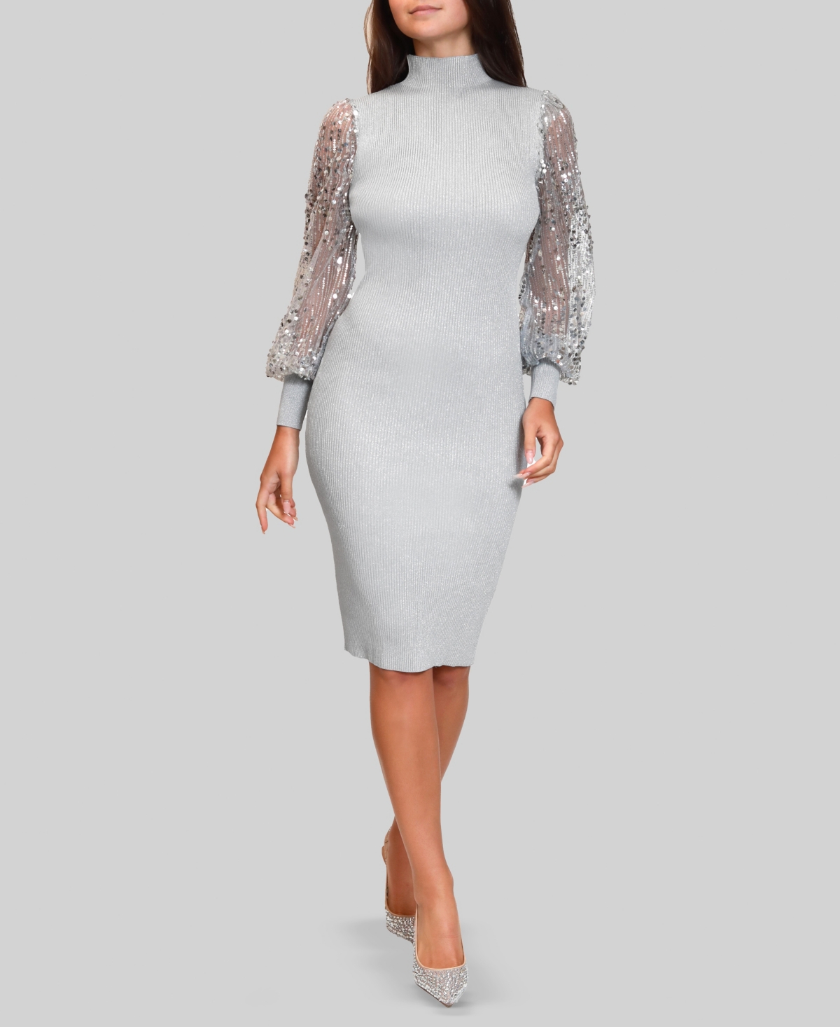 Click here for Dylan Ryan Womens Mock Neck Sweater Midi Dress - G... prices