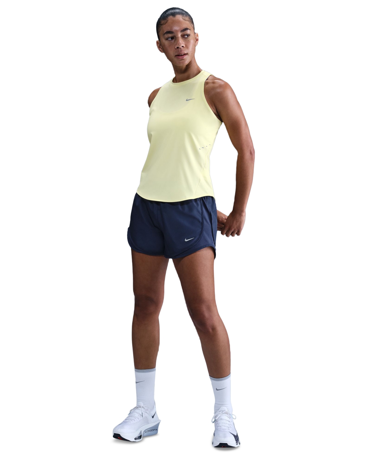 Nike Womens Tempo Dri-fit Mid Rise Running Shorts - Midnight Navy/Reflective Silver