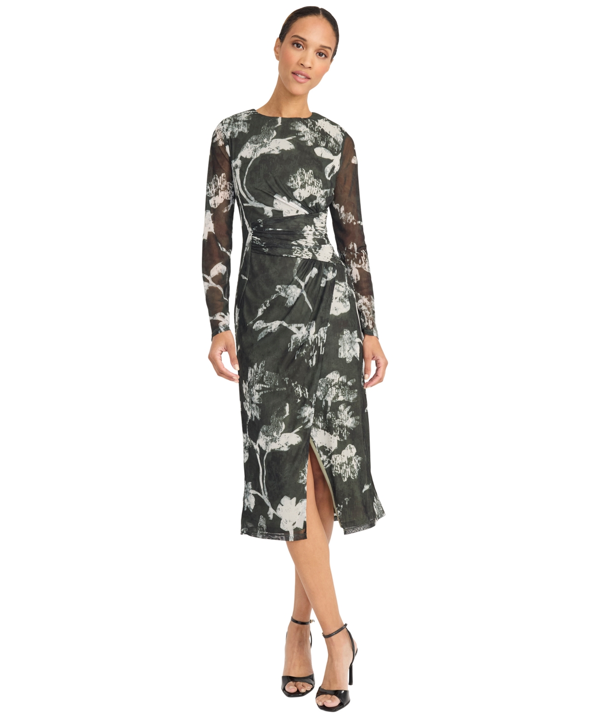 Click here for Maggy London Womens Long Sleeve Printed Midi Dress... prices