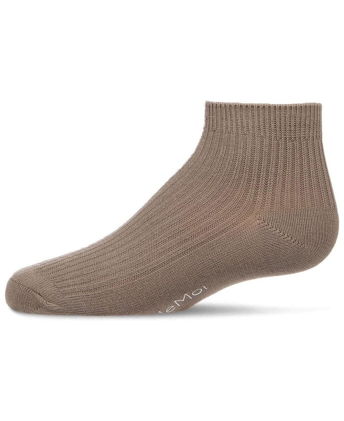 Click here for Memoi Thin Ribbed Cotton Kids Anklet Sock - Taupe prices