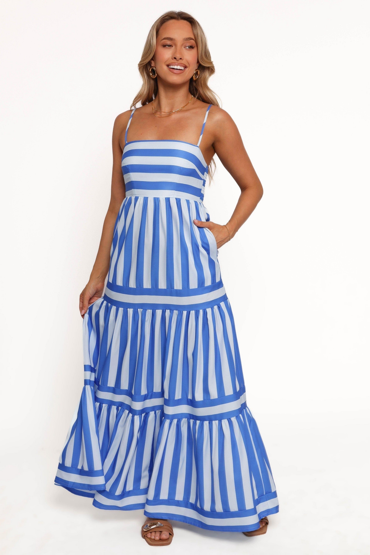 Click here for Petal and Pup Womens Emry Maxi Dress - Blue Stripe... prices