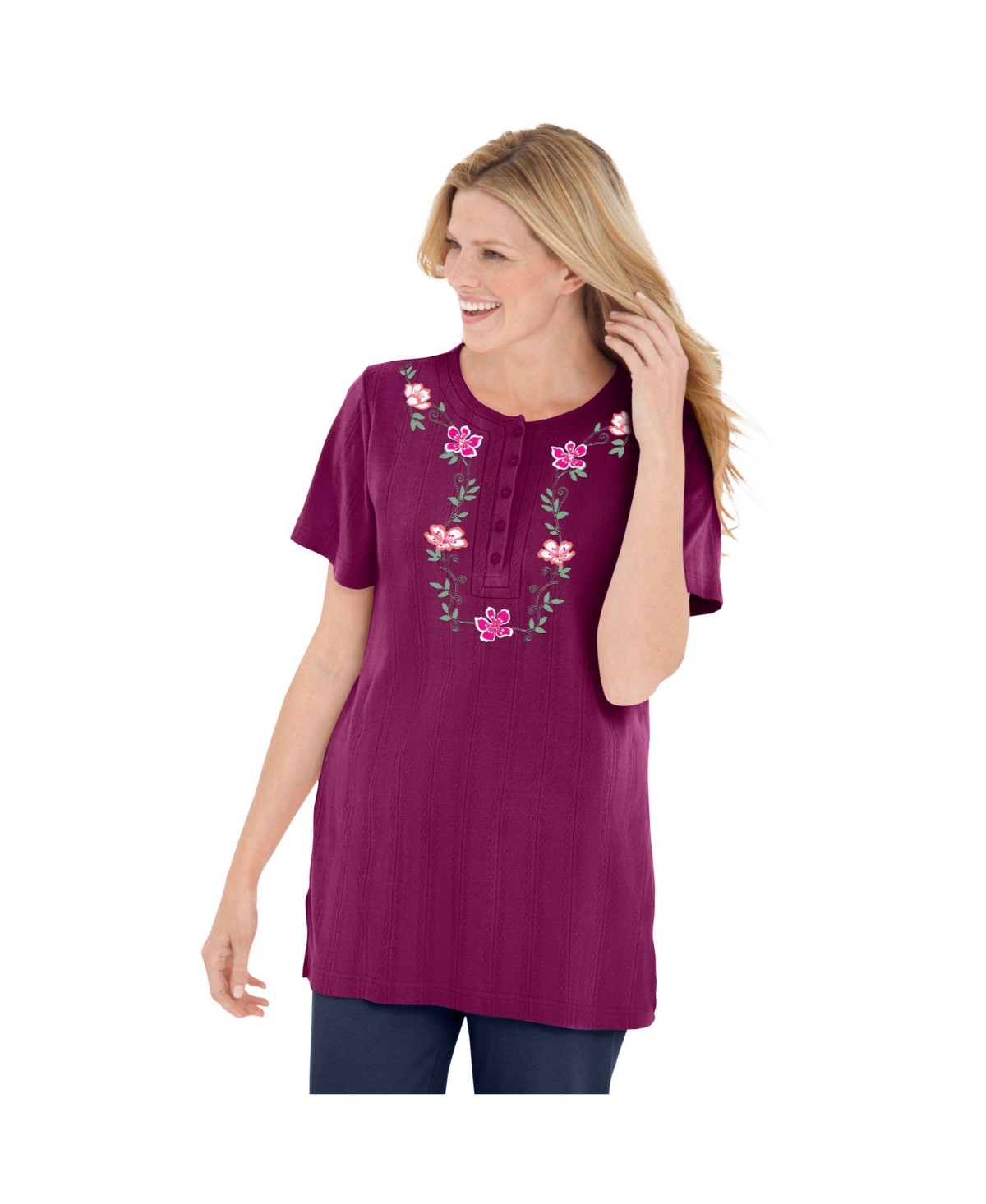 Click here for Woman Within Plus Size 7-Day Embroidered Pointelle... prices