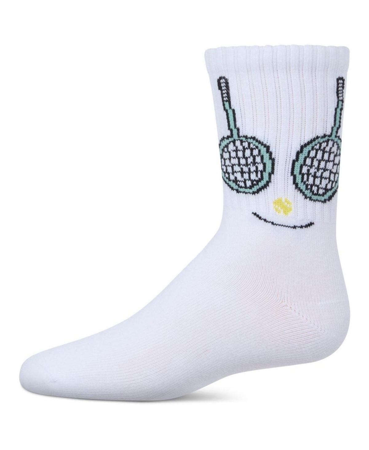 Click here for Memoi Girls Tennis Smiley Face Crew Socks - White prices