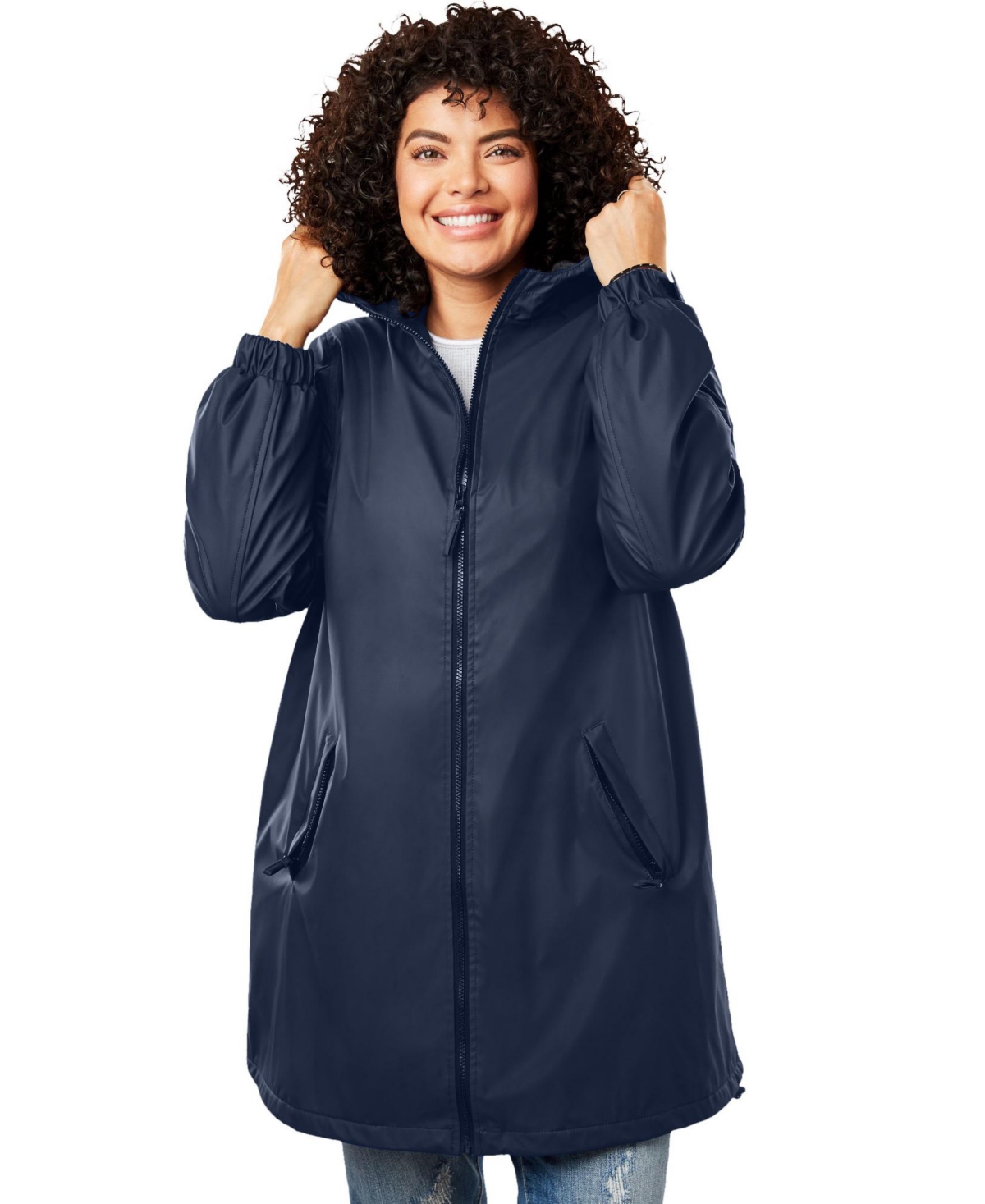 Click here for Woman Within Womens Plus Size Hooded Slicker Rainc... prices