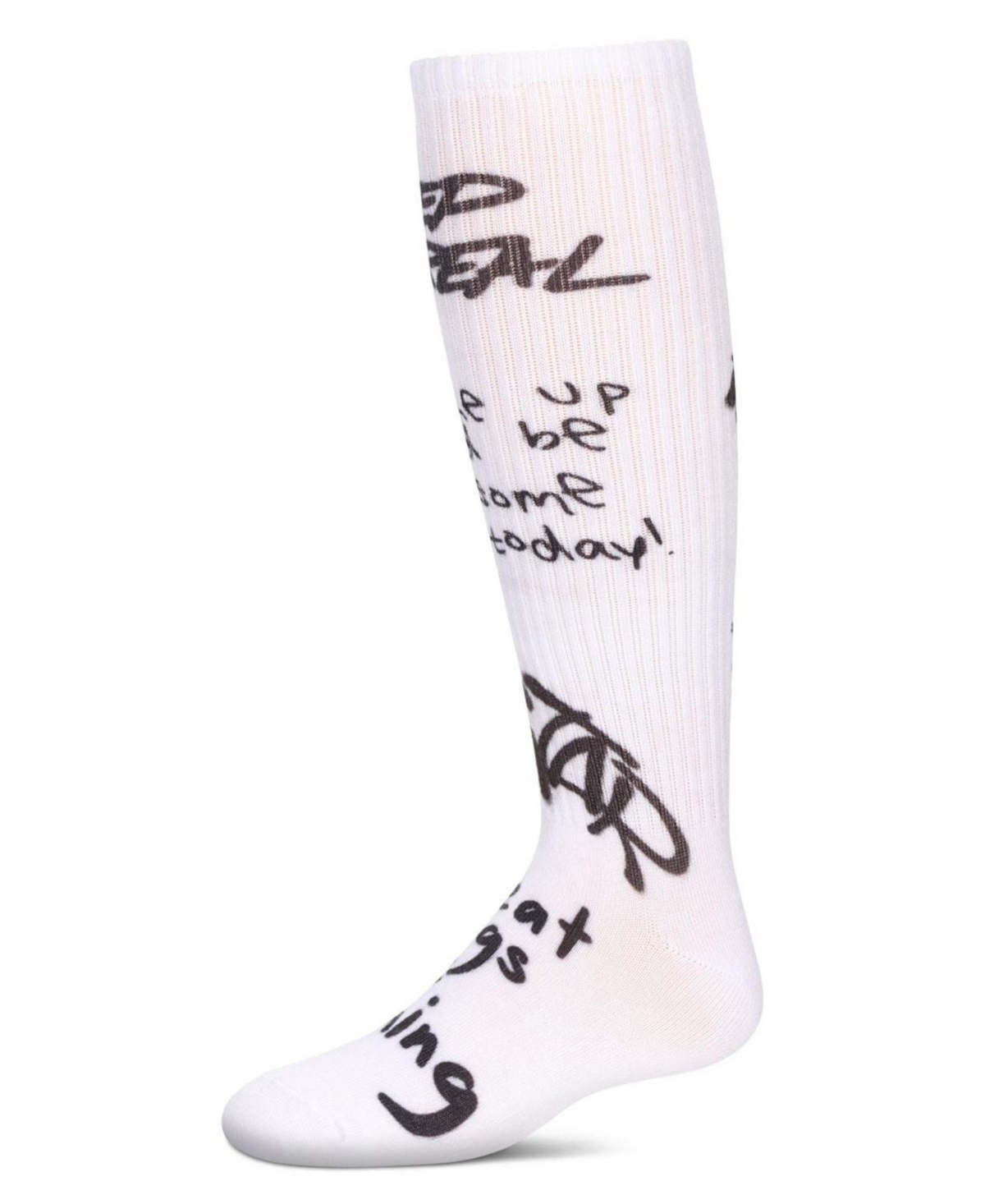 Click here for Memoi Girls Graffiti Knee High Socks - White prices