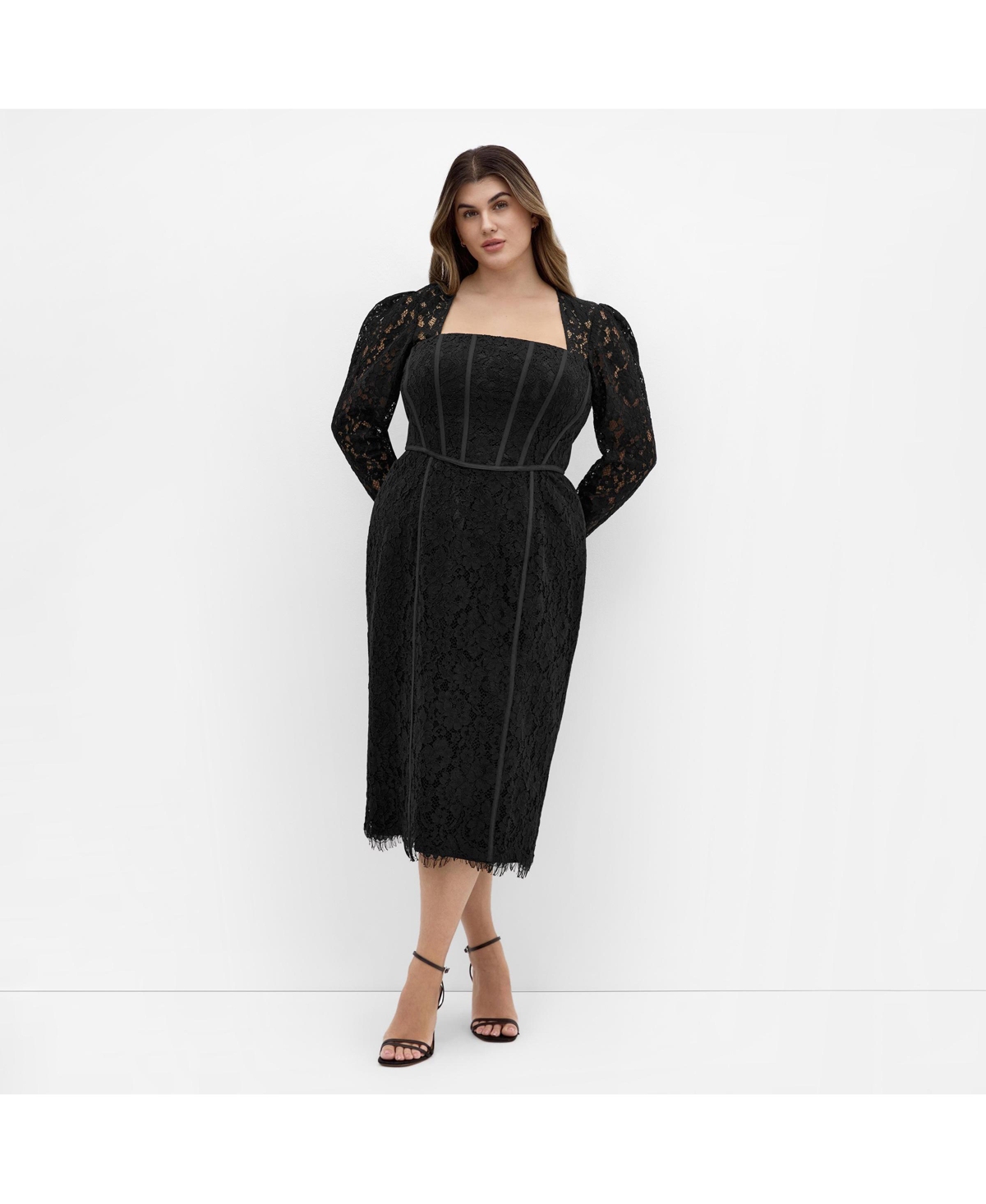 Click here for City Chic Plus Size Valentine Lace Dress - Black prices