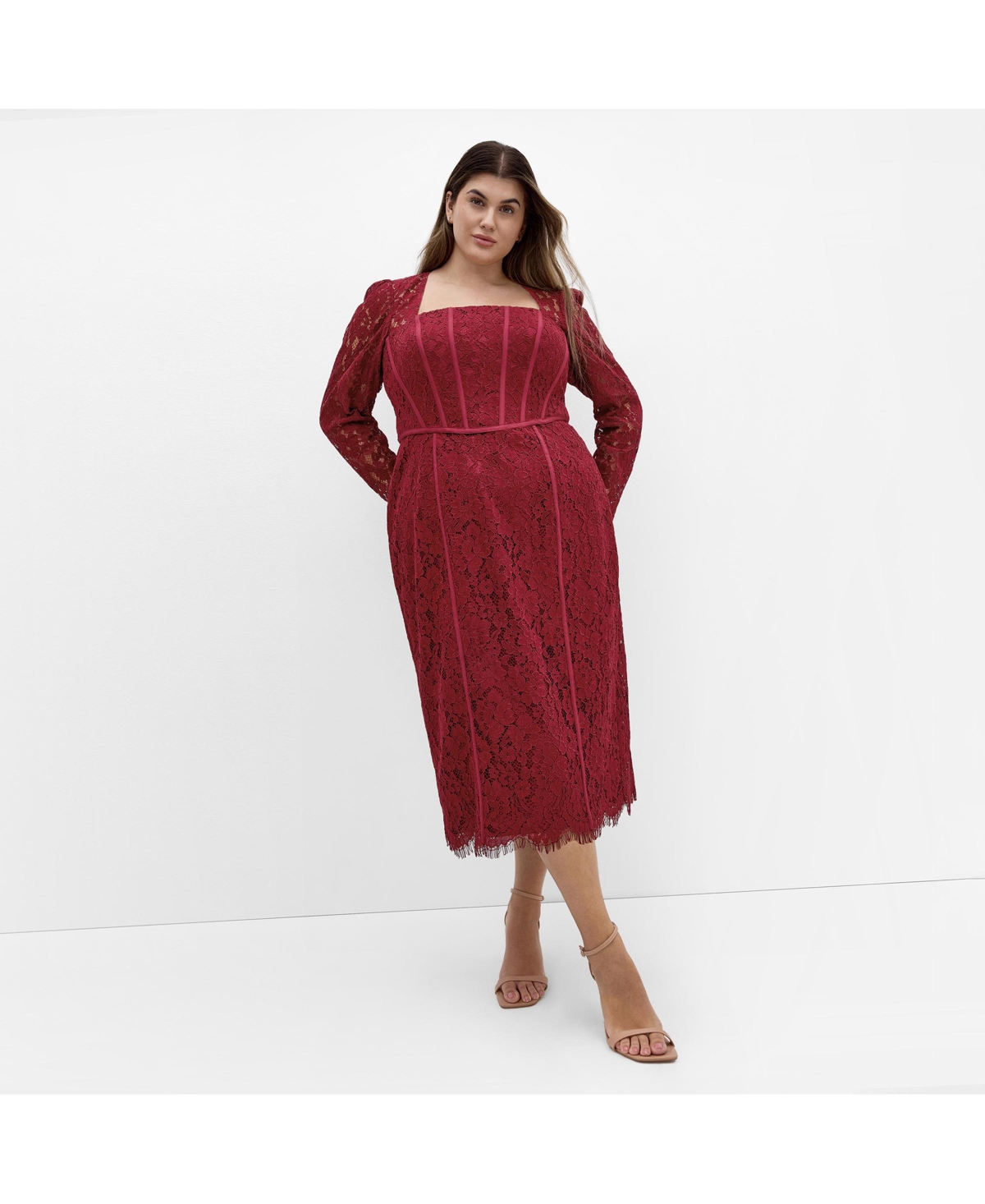Click here for City Chic Plus Size Valentine Lace Dress - Ruby prices