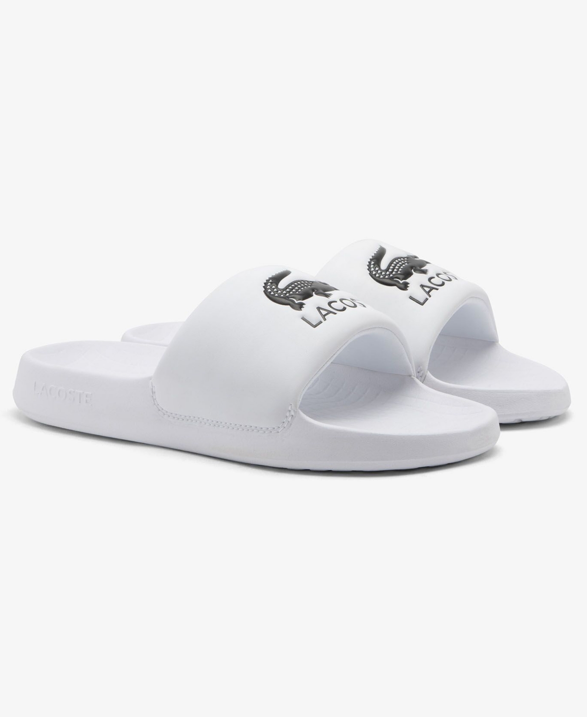 Click here for Lacoste Mens Serve Round Toe Slip-On Slides - Whit... prices