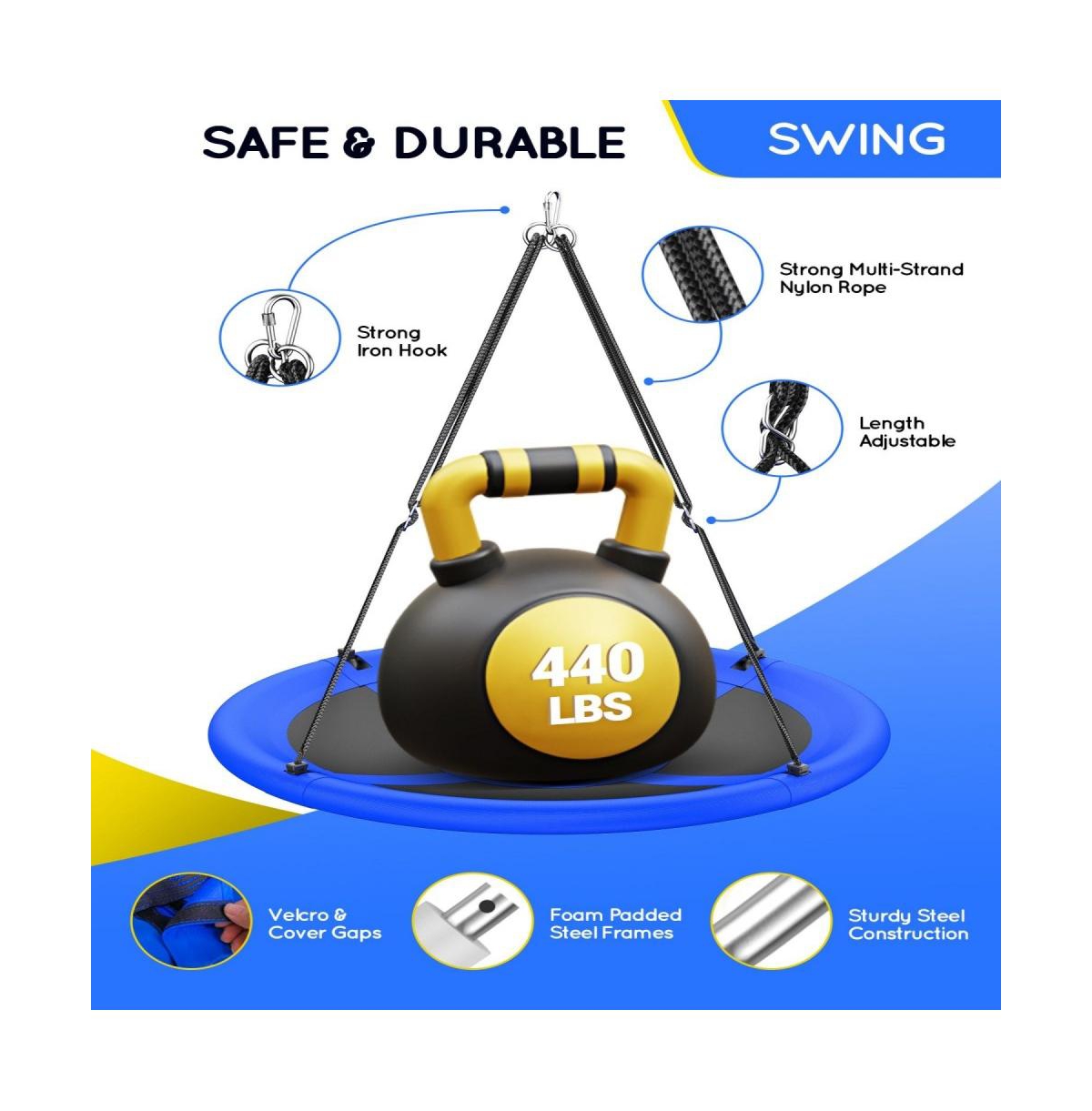 Click here for 43" Saucer Swing (Kids & Adults): 700lbs Capa... prices