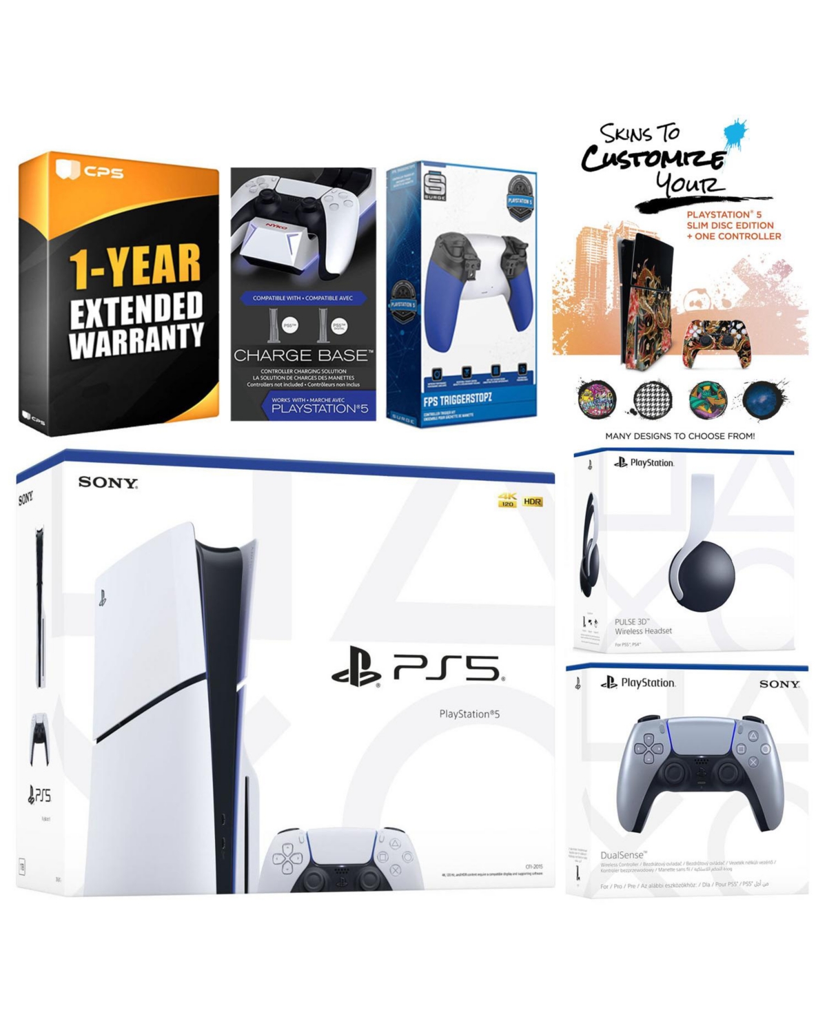 Click here for Sony Playstation 5 Slim Disc with White Pulse Head... prices