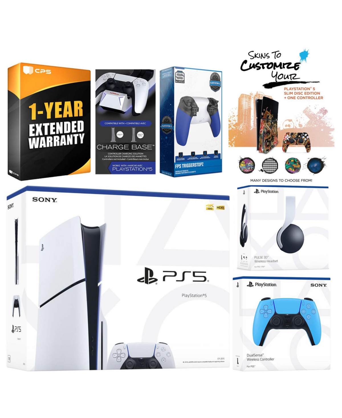 Click here for Sony Playstation 5 Slim Disc with White Pulse Head... prices