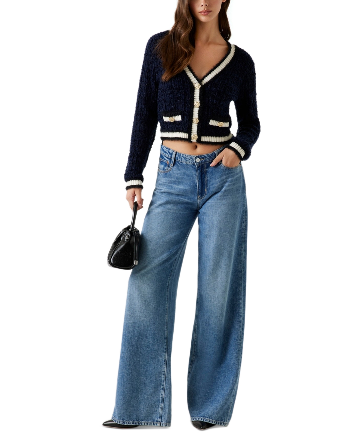 Click here for Guess Womens Aomori Tape Detail V-Neck Sweater - S... prices