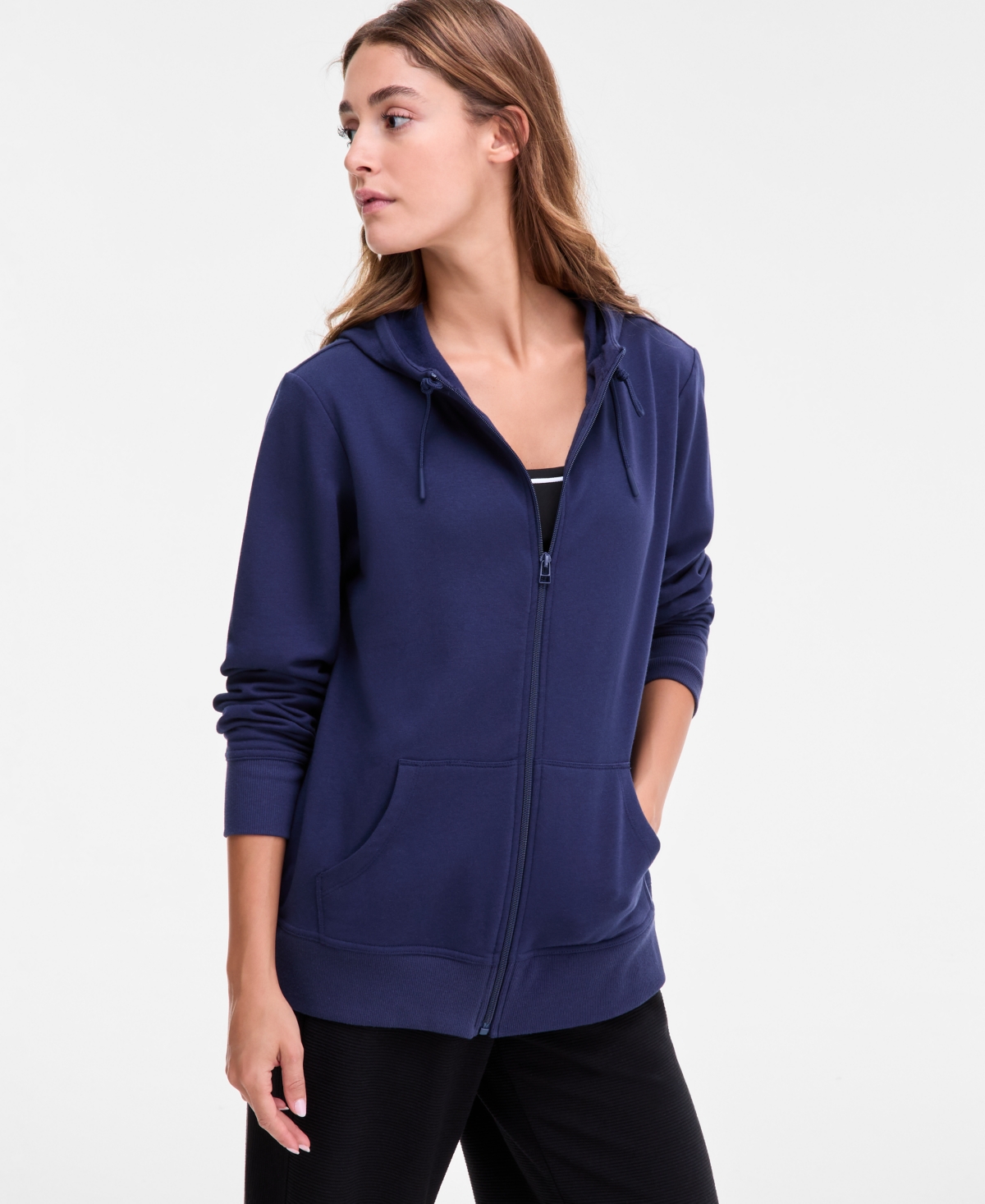 Click here for Id Ideology Womens Relaxed Zip-Front Long-Sleeve F... prices