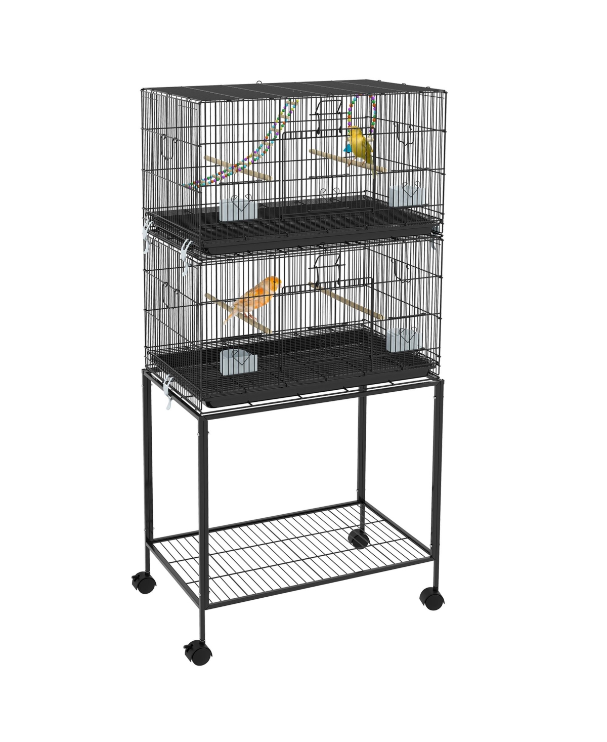 Click here for PawHut Double Stackable Bird Cage on Wheels w/ Sd... prices