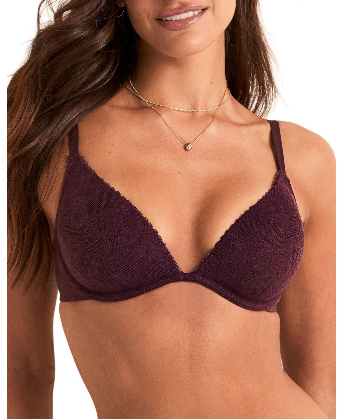 Click here for Adore Me Maren Womens Push Up Plunge Bra - Dark pu... prices