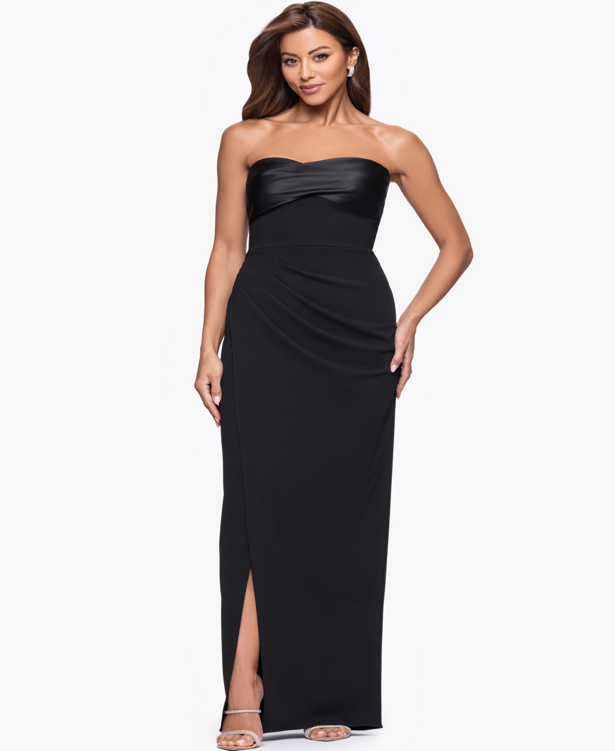 Click here for Xscape Womens Strapless Satin Dress - Black prices