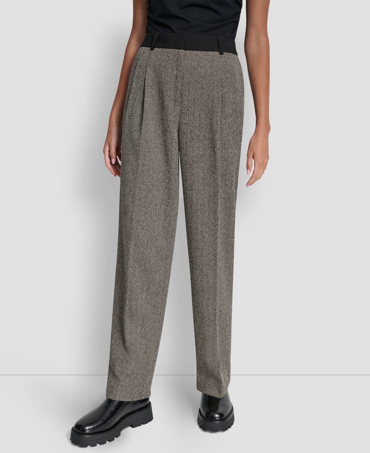 Click here for Dkny Petite Double Pleat Trousers - Black / Traver... prices