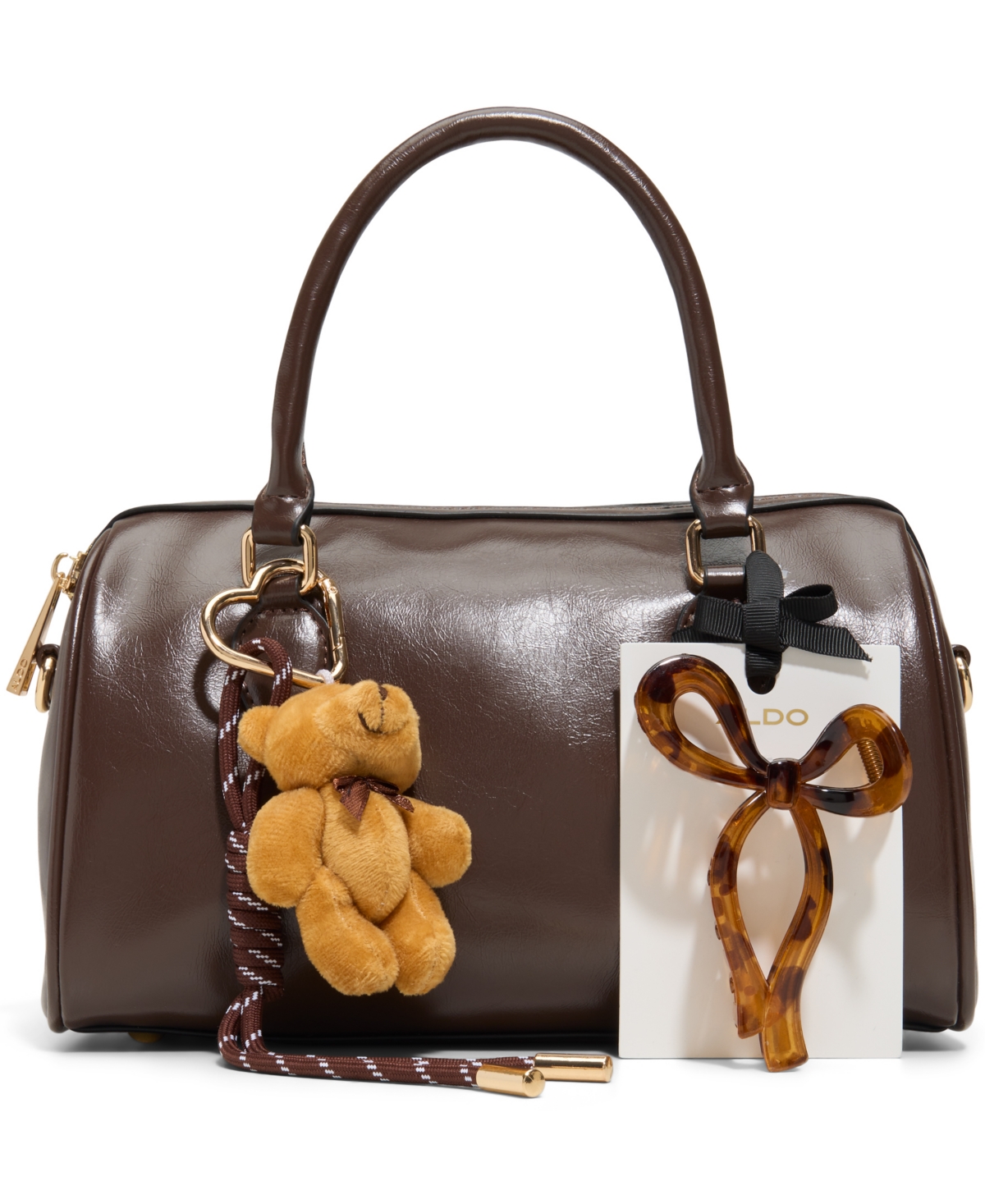 Click here for Aldo Knowsley Medium Top Handle Bag - Epi Brown Pr... prices