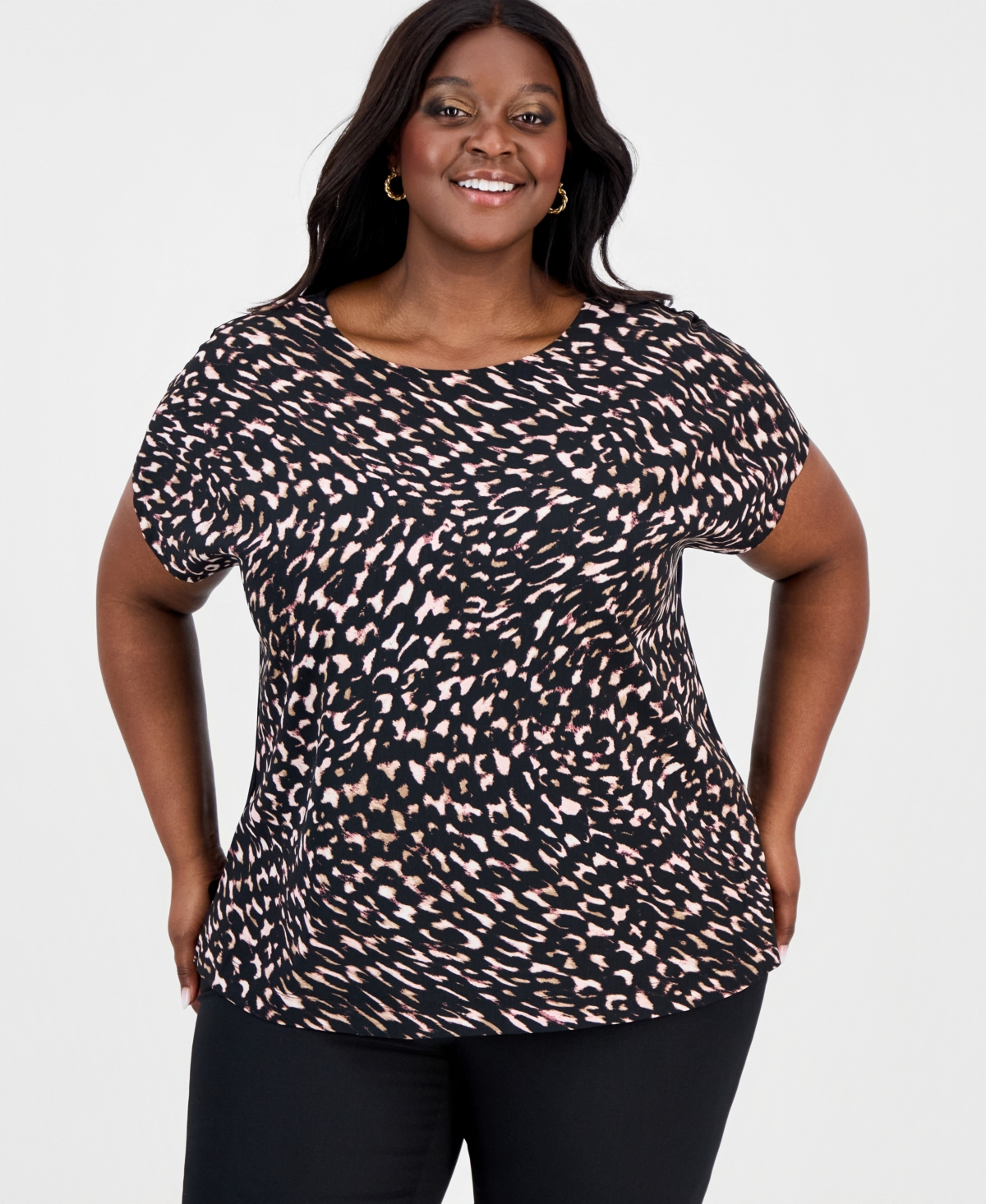 Click here for Anne Klein Plus Size Short-Sleeve Crewneck Top - A... prices