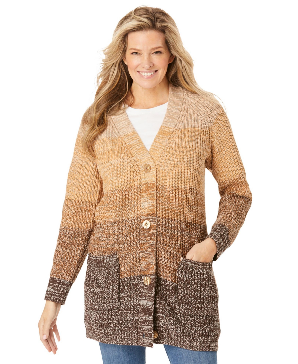 Click here for Woman Within Womens Within Ombre Shaker Cardigan -... prices