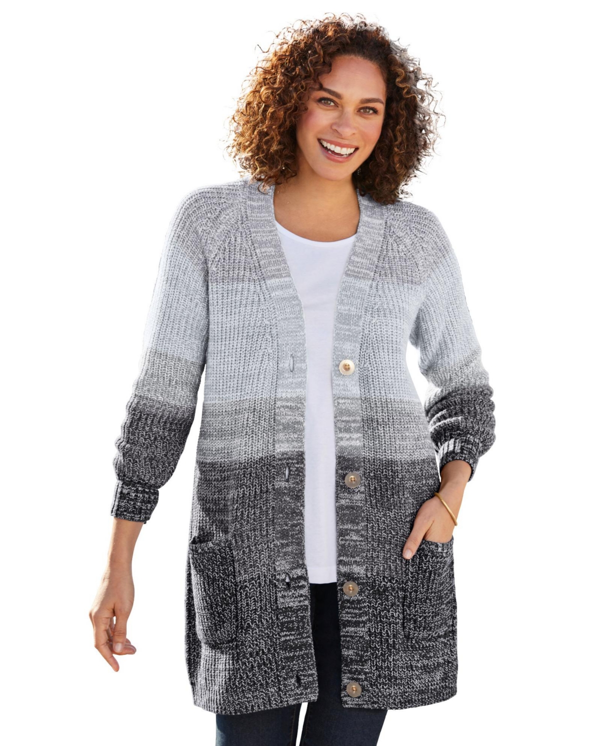 Click here for Woman Within Womens Within Ombre Shaker Cardigan -... prices