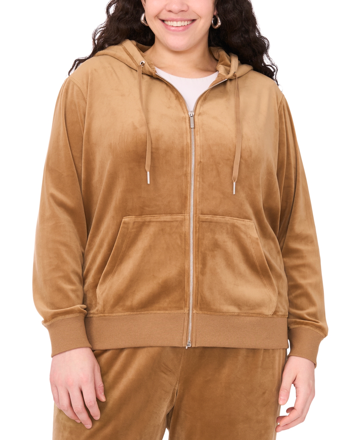 Click here for Vince Camuto Plus Size Velour Zip-Front Hoodie Jac... prices