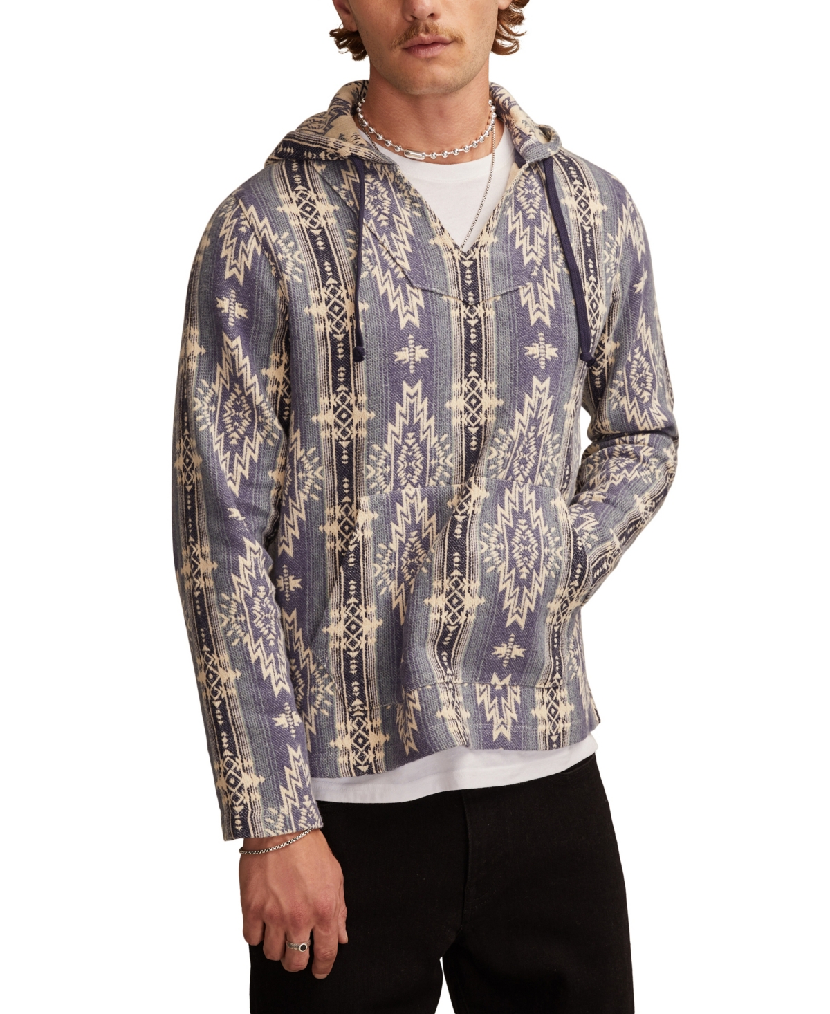 Click here for Lucky Brand Mens Long Sleeves Woven Jacquard Baja... prices
